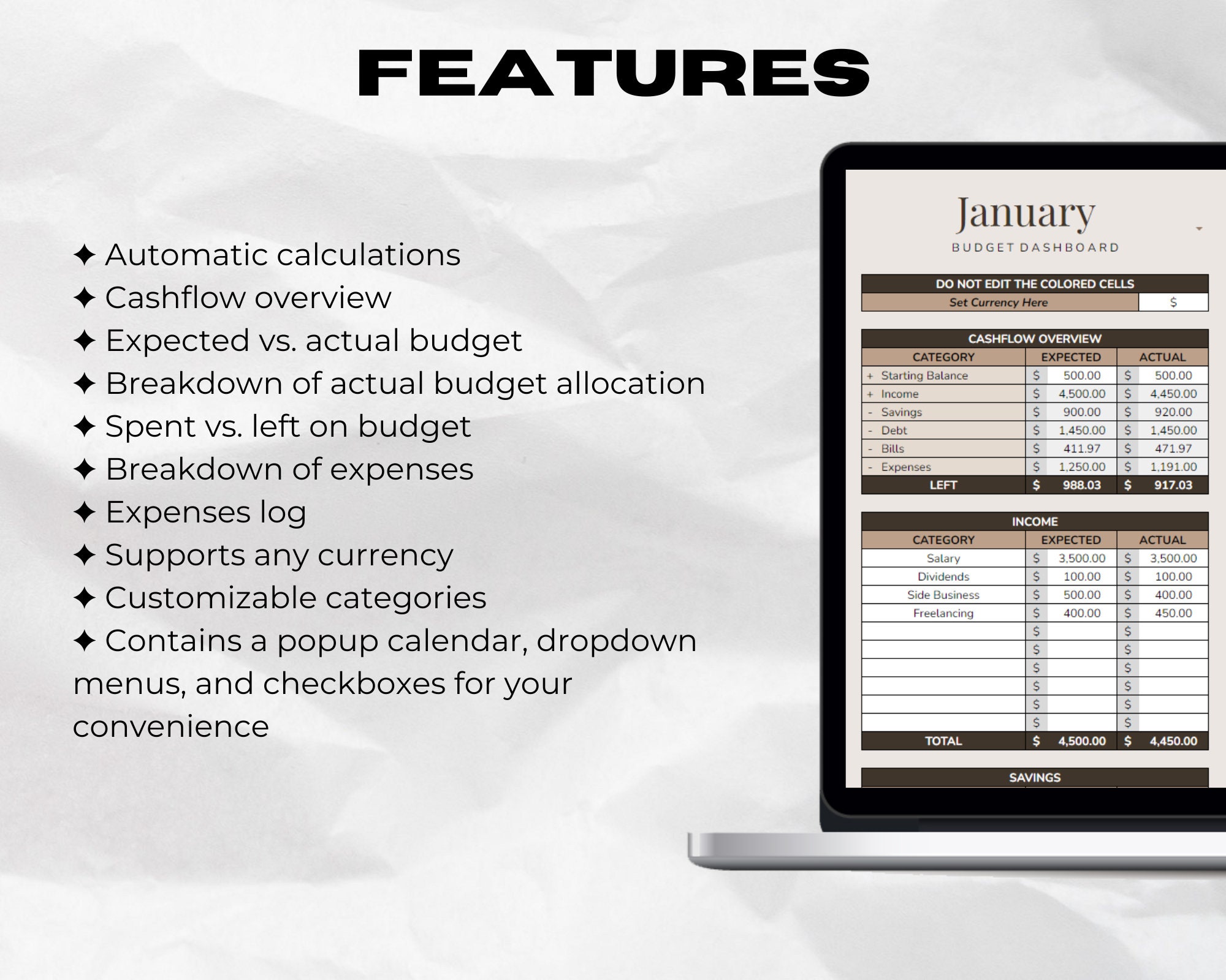Budget Spreadsheet Google Sheets, Digital Finance Planner Template ...