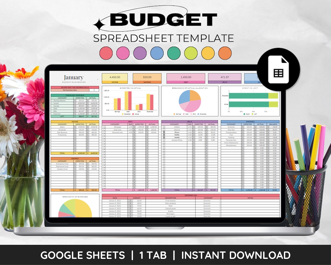 Google Sheets Ultimate Budget Spreadsheet Template Digital Finance ...
