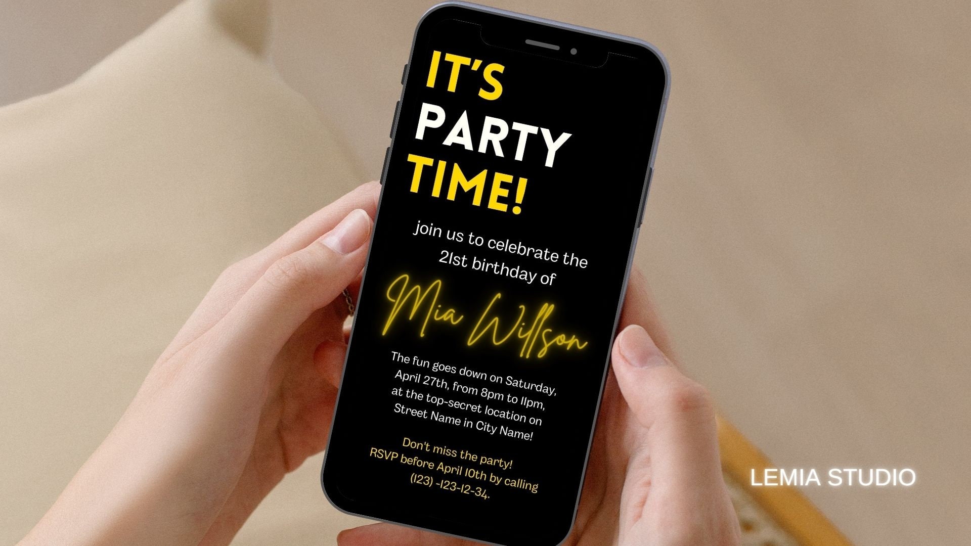 Animated Party Invitation Template, Electronic Text Message, Birthday ...