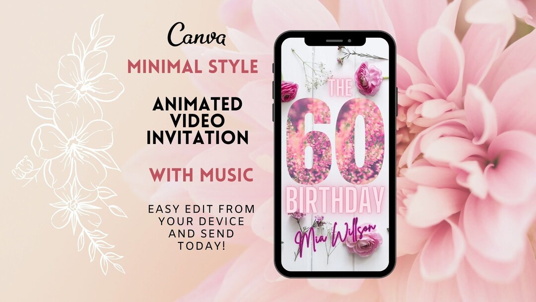 Animated 60th Birthday Video Invitation, Digitally 60th Birthday Party ...