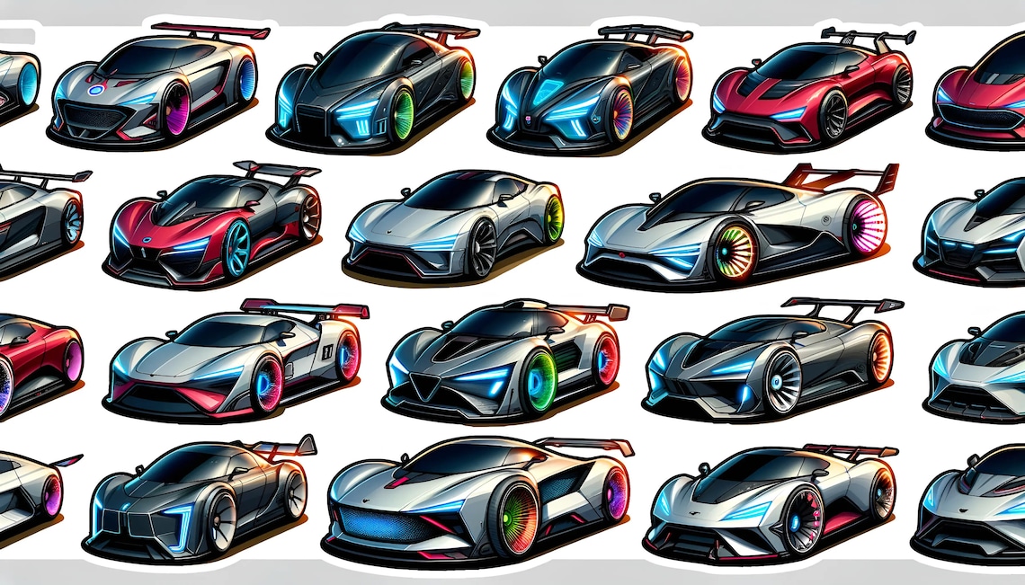 20+ Futuristic Supercars PNG Clip Art Set, and Sticker. Transparent ...