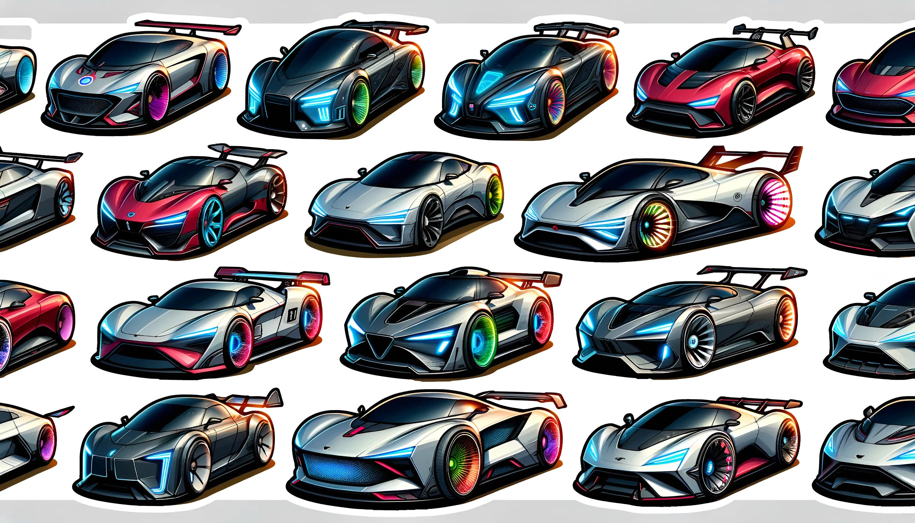 20+ Futuristic Supercars PNG Clip Art Set, and Sticker. Transparent ...