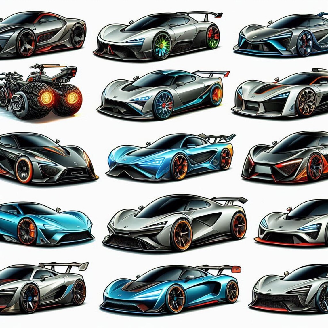 20+ Futuristic Supercars PNG Clip Art Set, and Sticker. Transparent ...