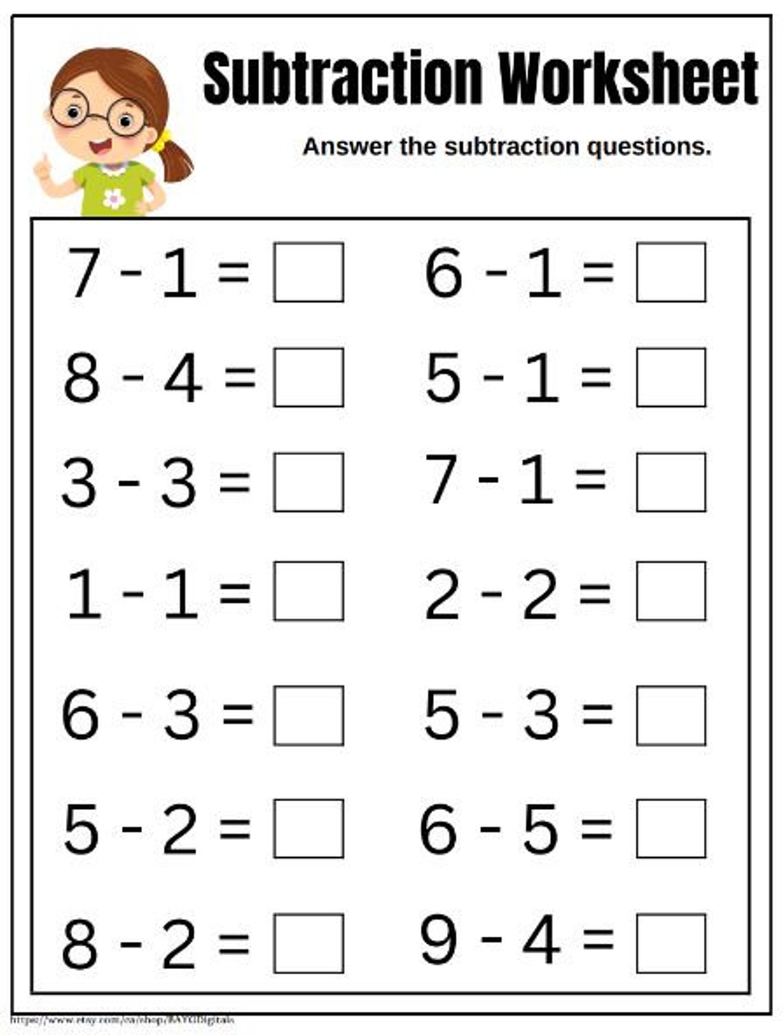 Printable Subtraction Worksheets for Kids 50+ - Fun Math Practice ...