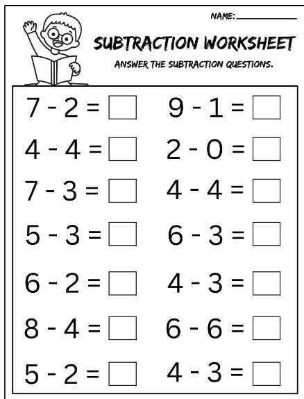 Printable Subtraction Worksheets for Kids 50+ - Fun Math Practice ...