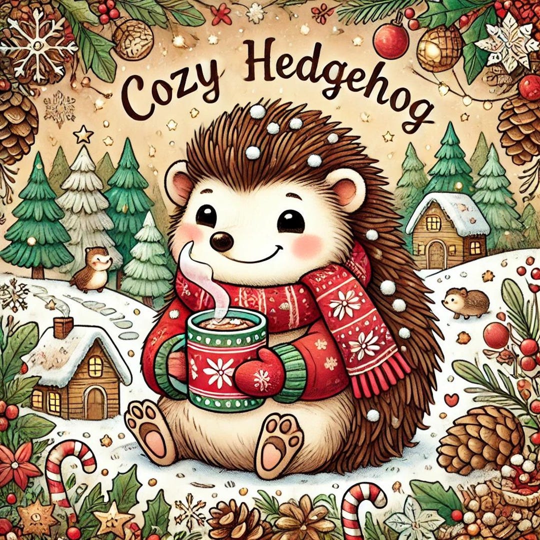 Cozy Hedgehog Christmas Coloring Book for Kids - 50 Festive Holiday ...