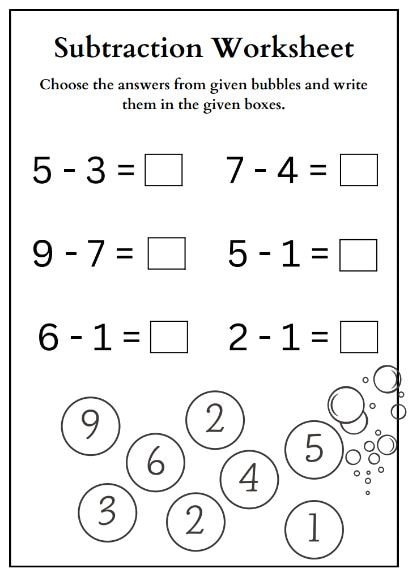 Printable Subtraction Worksheets for Kids 50+ - Fun Math Practice ...
