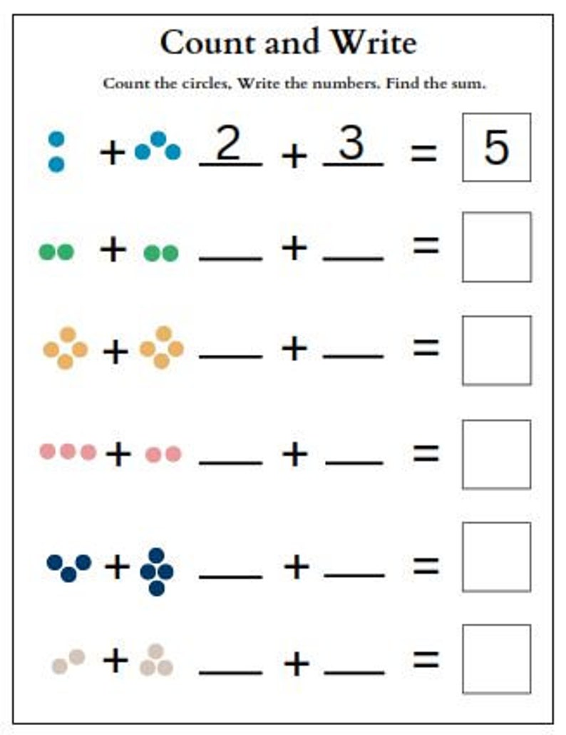 Preschool Activity Sheets | 90+ Addition Worksheets | Learning to Count ...