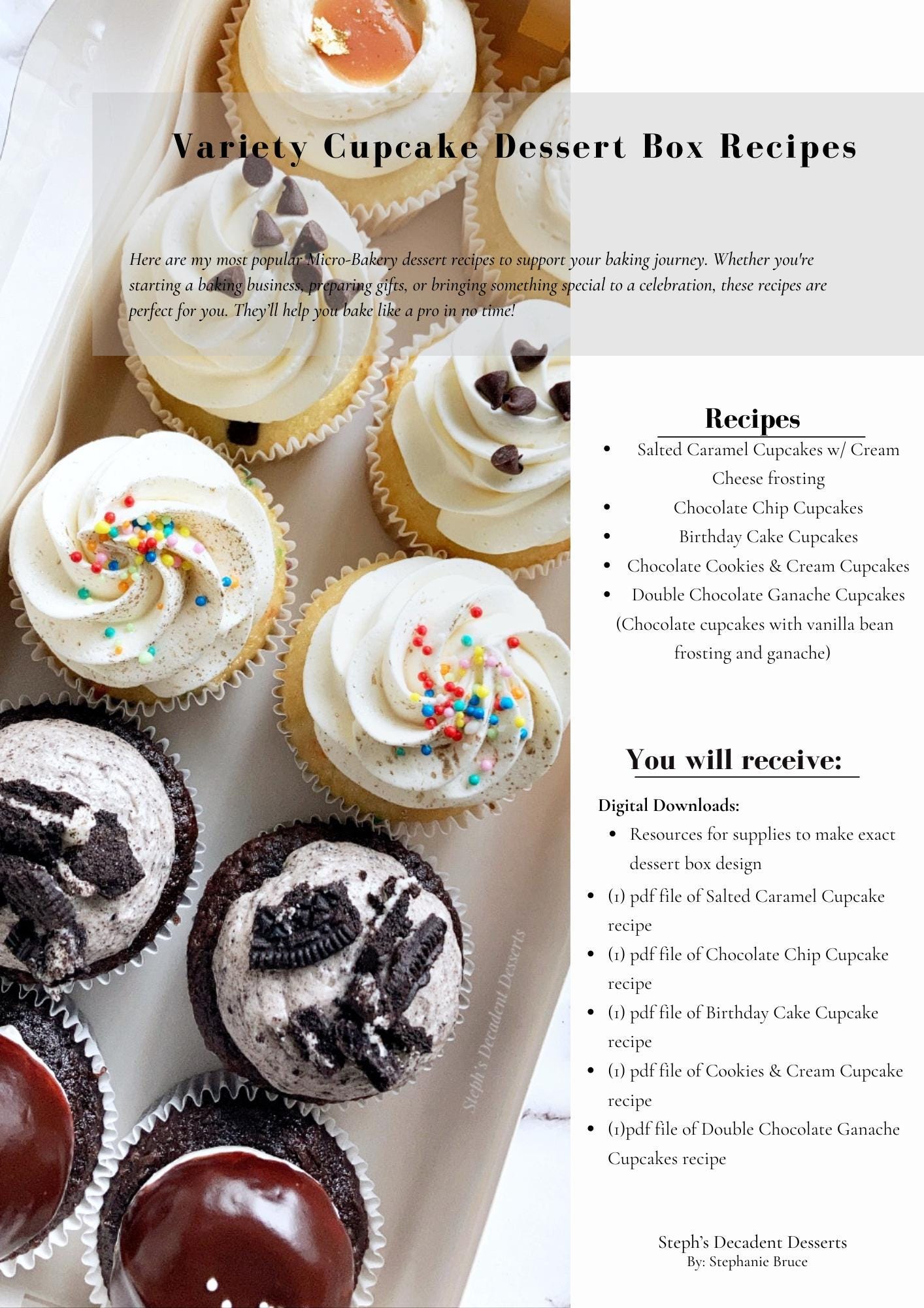 Variety Cupcakes Dessert Box Recipes Micro-bakery Recipes Gourmet ...
