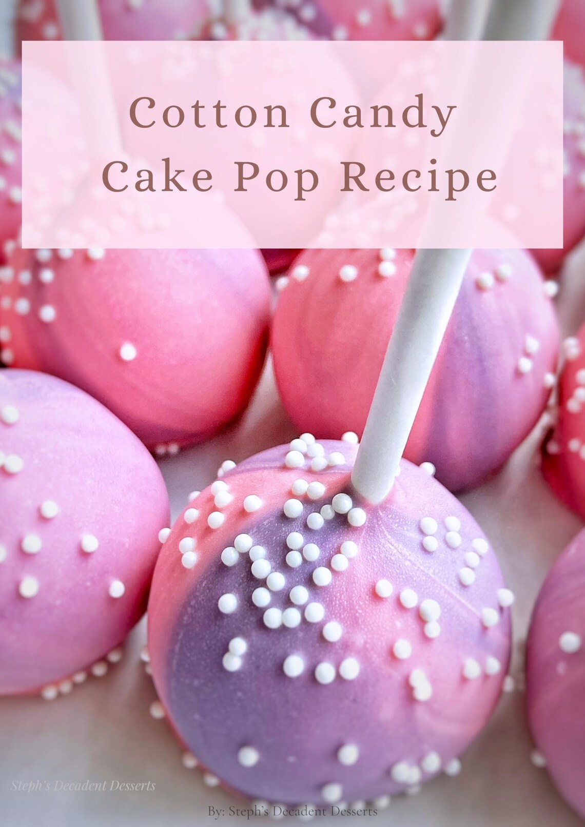 Cotton Candy Cake Pop Digital Recipe, Printable Cake Pop Dessert Recipe ...
