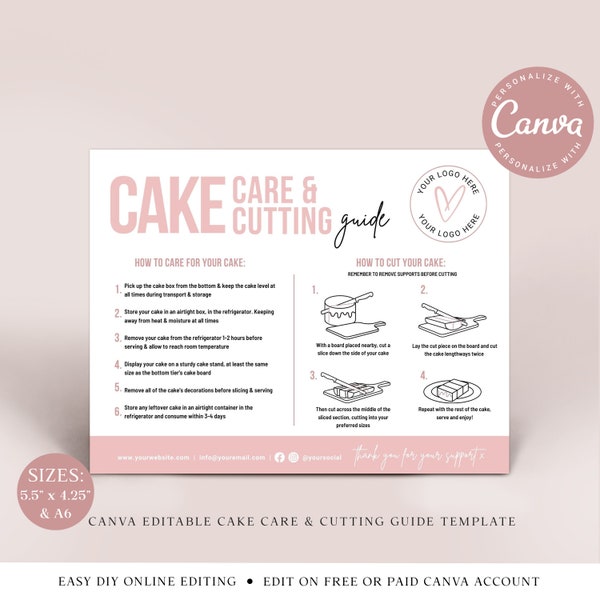Cake Cutting Instructions Template - Etsy