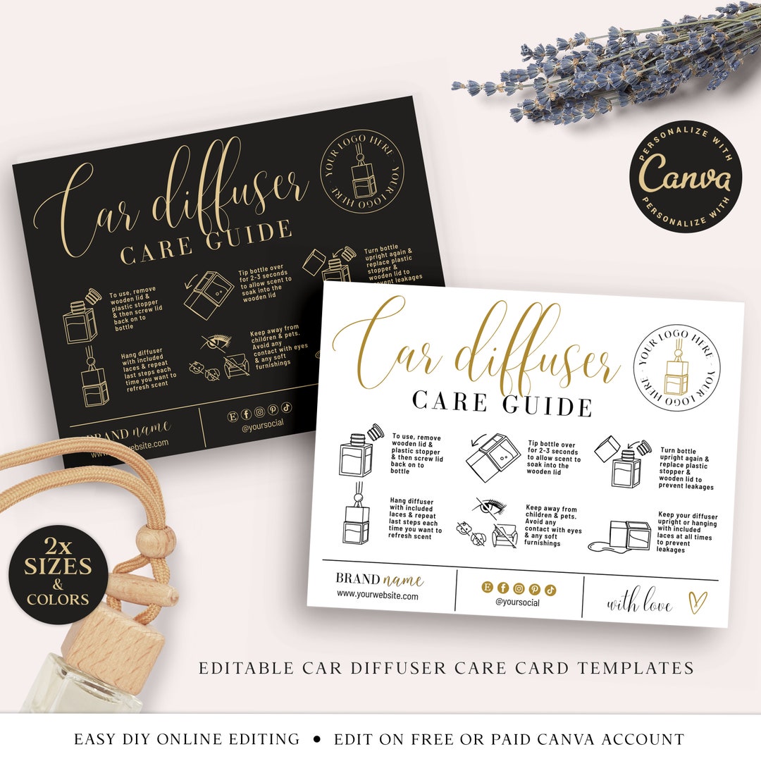 Car Diffuser Care Guide CANVA Editable Template, DIY Edit Car Air ...