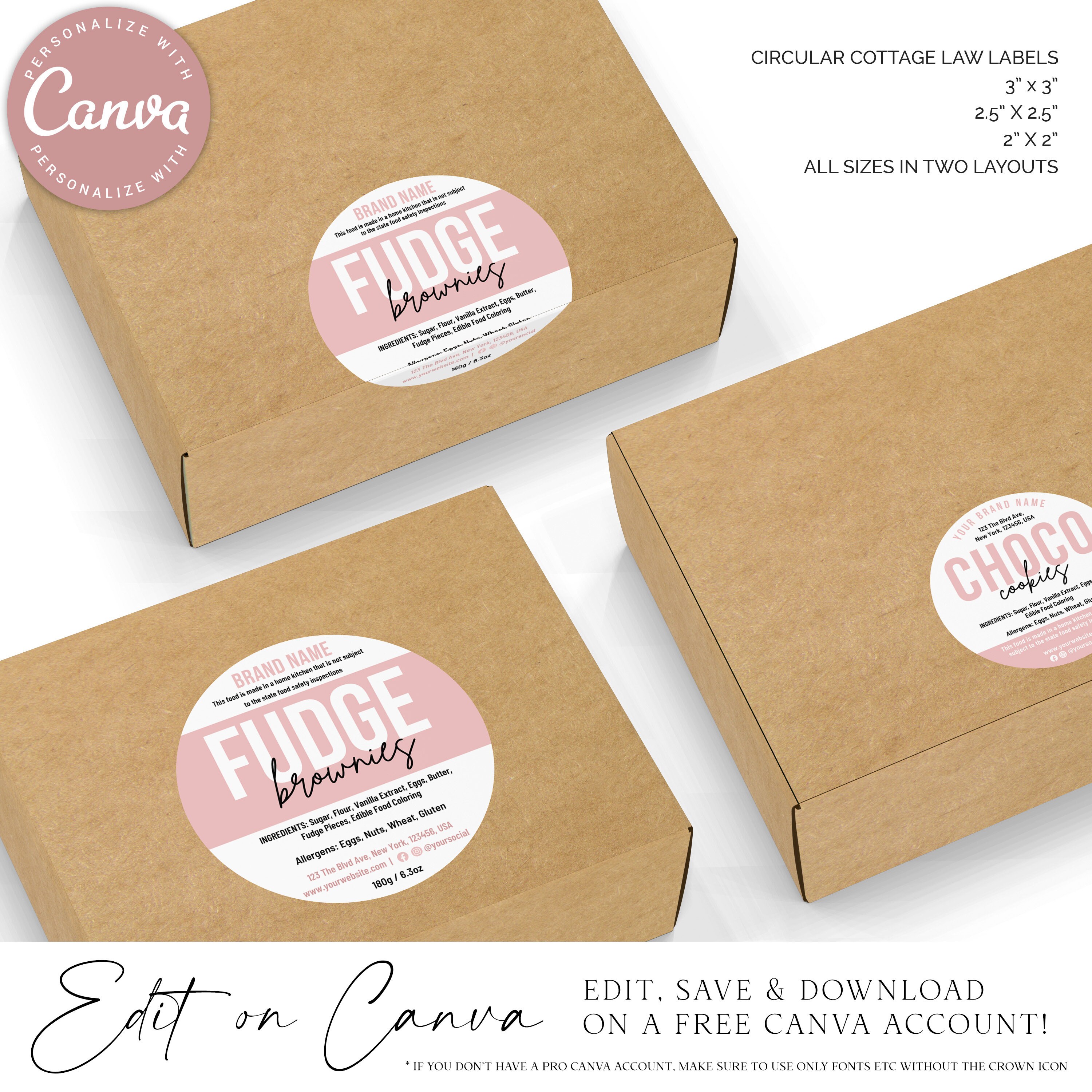 CANVA Cottage Law Label Template 3 SIZES Bakery Food License - Etsy ...