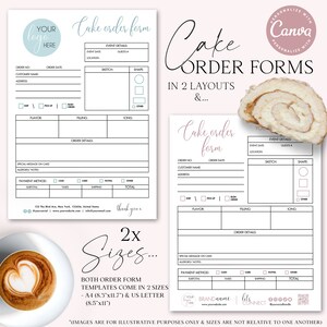 Cake Order Form CANVA Editable Template, DIY Cake Business Invoice ...
