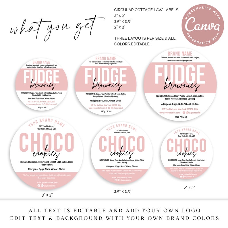 CANVA Cottage Law Label Template 3 SIZES Bakery Food License - Etsy