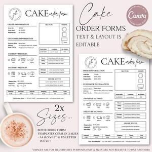 Cake Order Form CANVA Editable Template, DIY Cake Business Invoice ...
