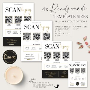 Payment Sign CANVA Editable Template, Black Gold DIY Edit Scan to Pay ...