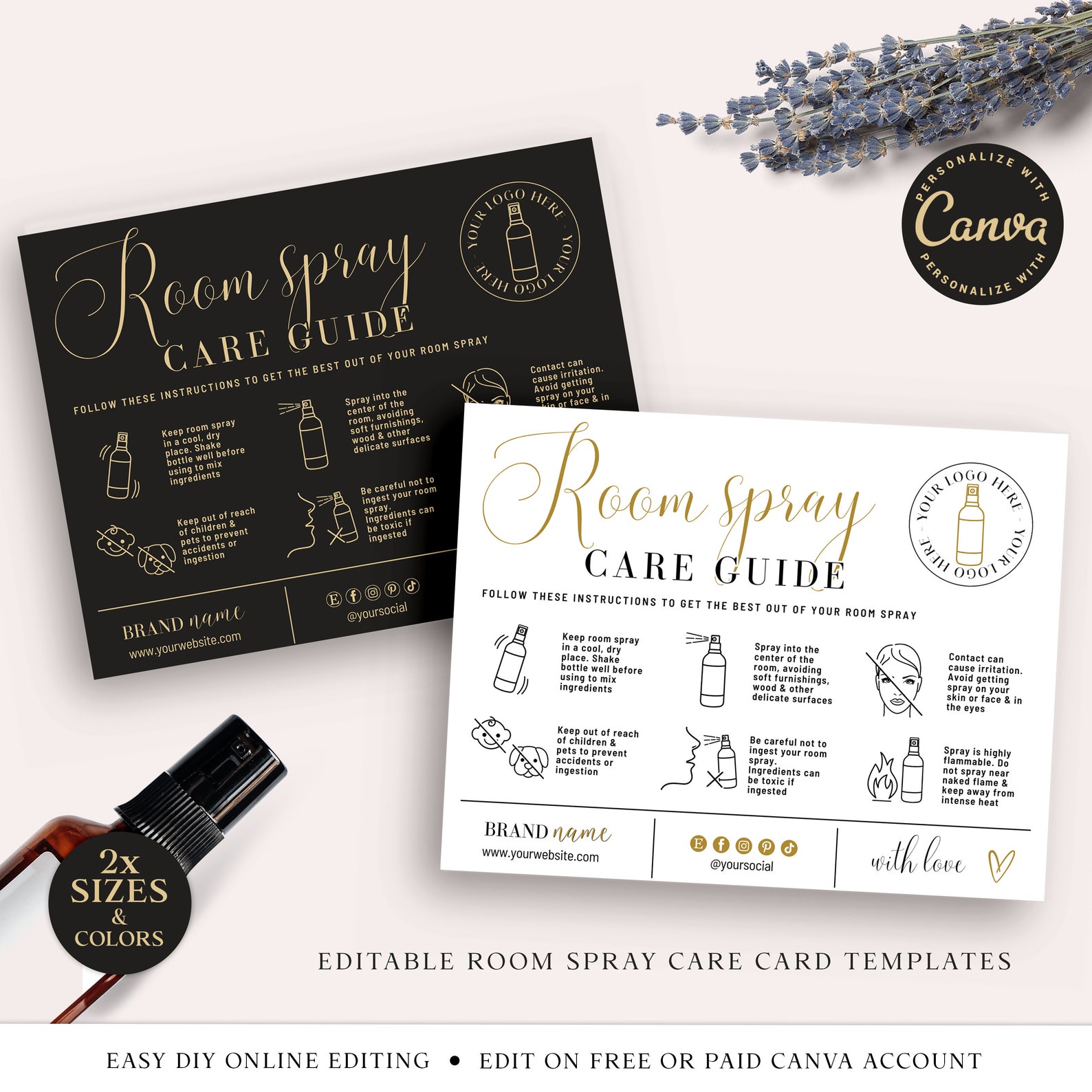 Room Spray Care Guide CANVA Editable Template 2 SIZES - Etsy