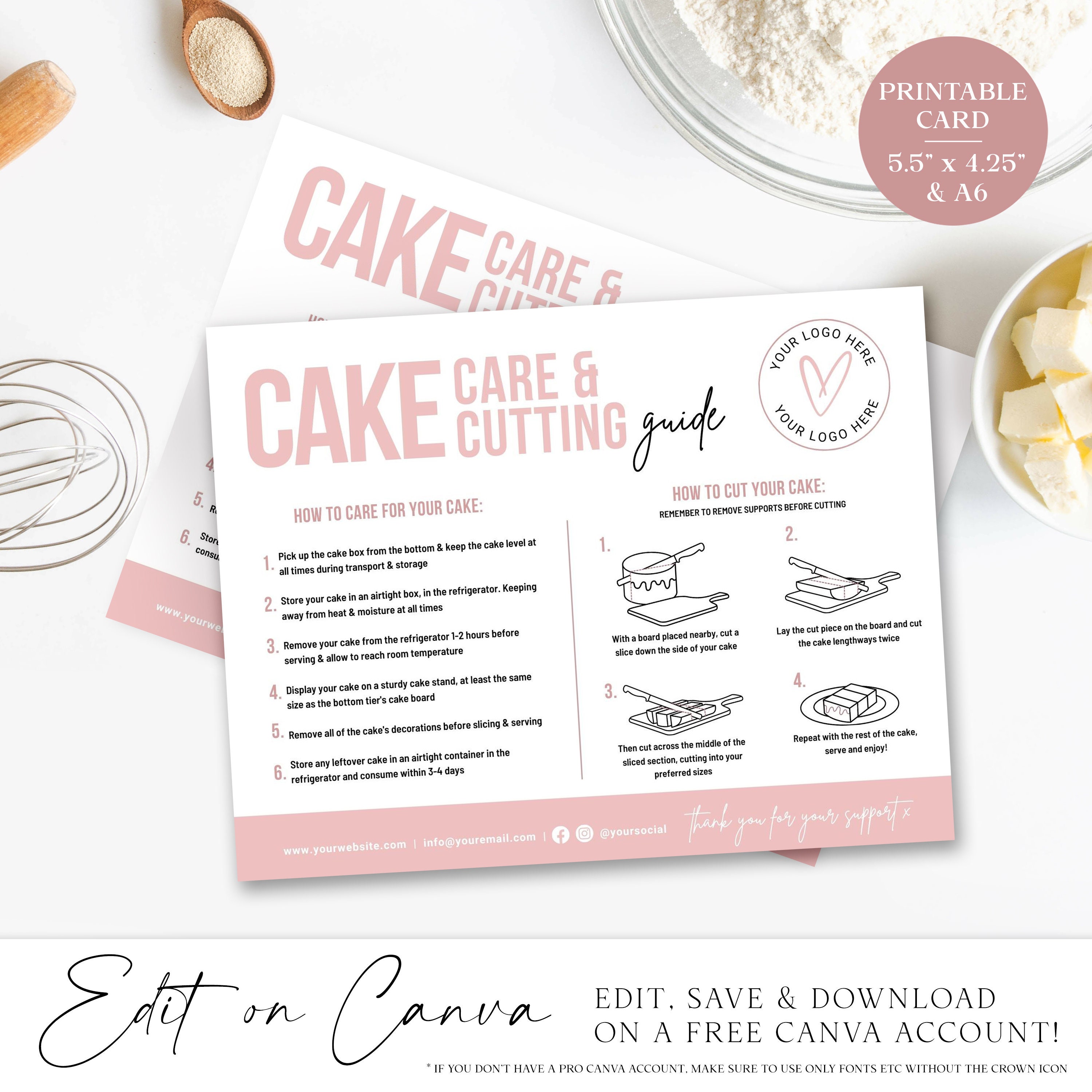 CANVA Cake Care & Cutting Guide Editable Template Cake Care - Etsy ...