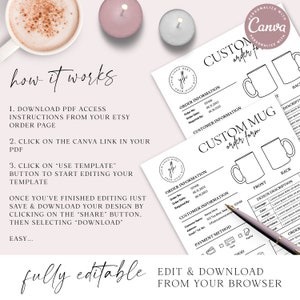 Mug Order Form CANVA Editable Template, 2 SIZES Printable Cup Order Form, Customizable Mug Order ...