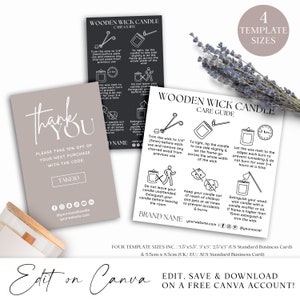 Wooden Wick Candle Care Guide CANVA Editable Template Bundle, Printable ...