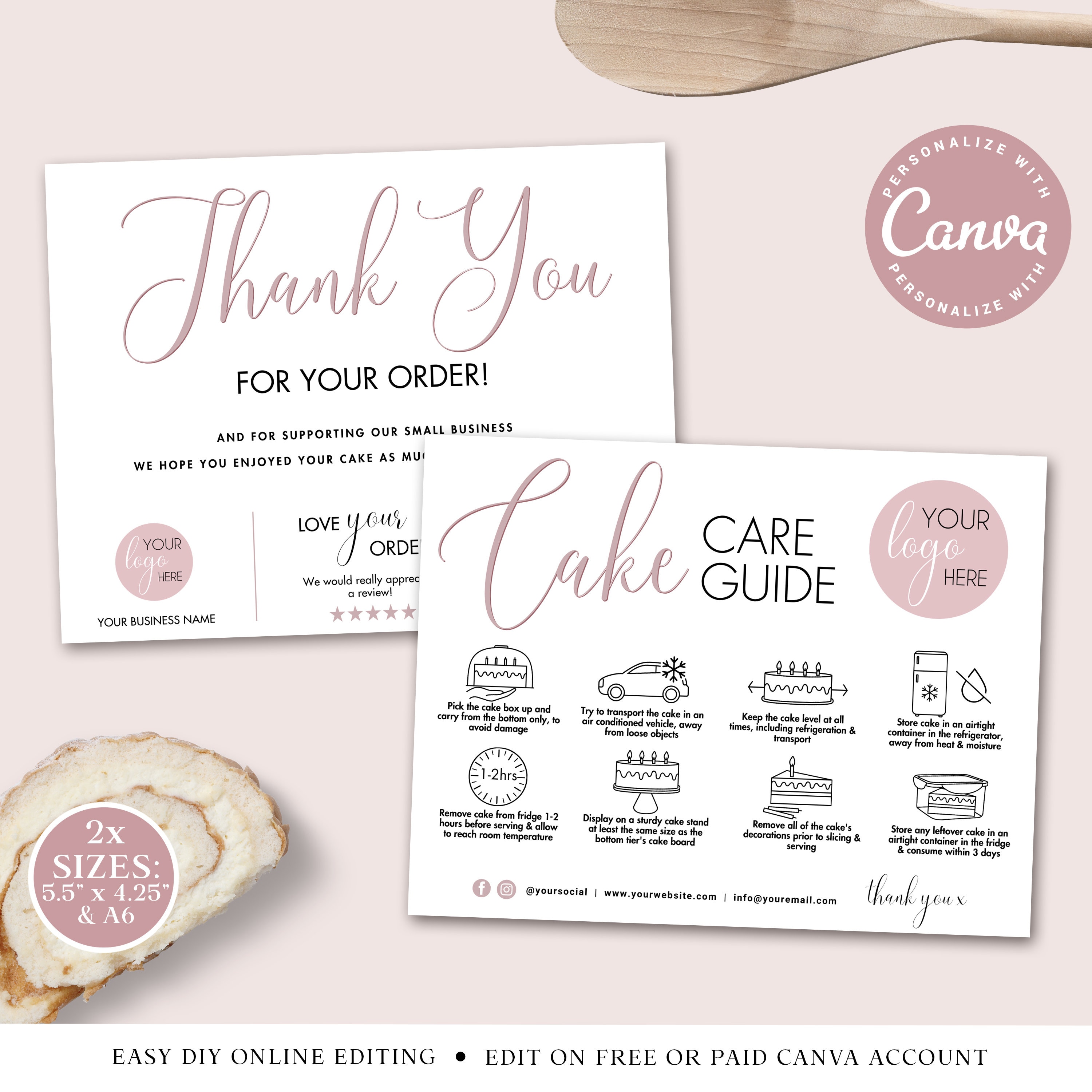 Cake Care Guide CANVA Editable Template Printable Cake Care - Etsy