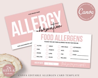 Allergy Information Template - Etsy