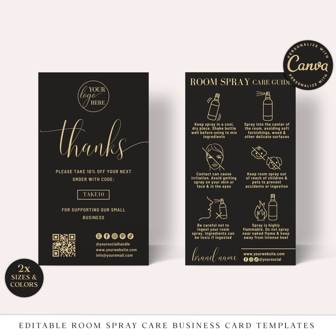 Room Spray Care Guide CANVA Editable Template, Printable Air Freshener ...
