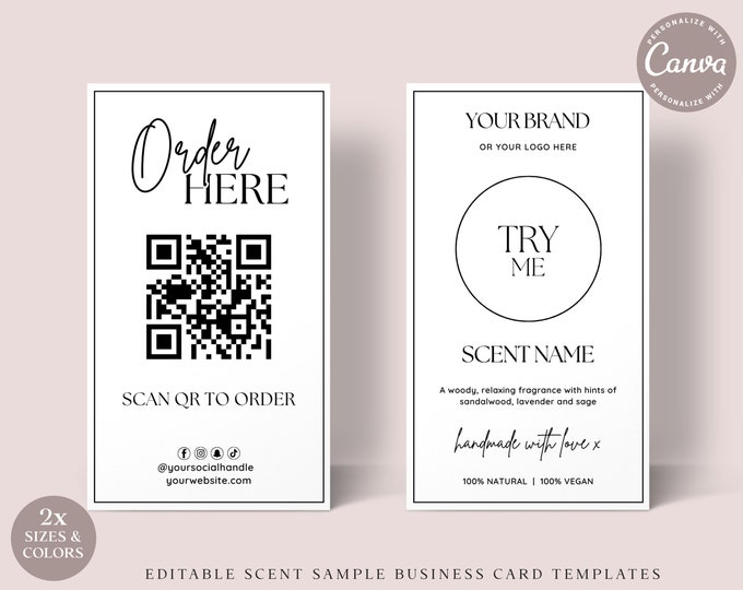 CANVA Scent Sample Card Editable Template, Minimalist DIY Edit Candle ...