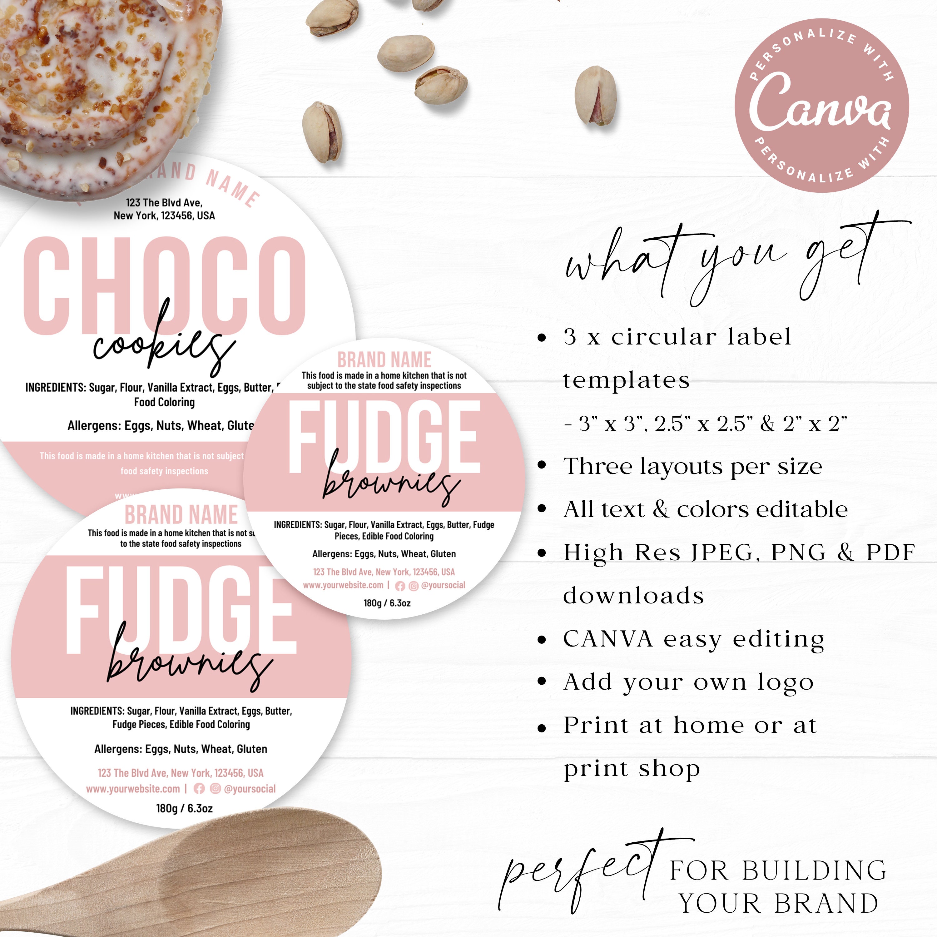 CANVA Cottage Law Label Template 3 SIZES Bakery Food License - Etsy ...