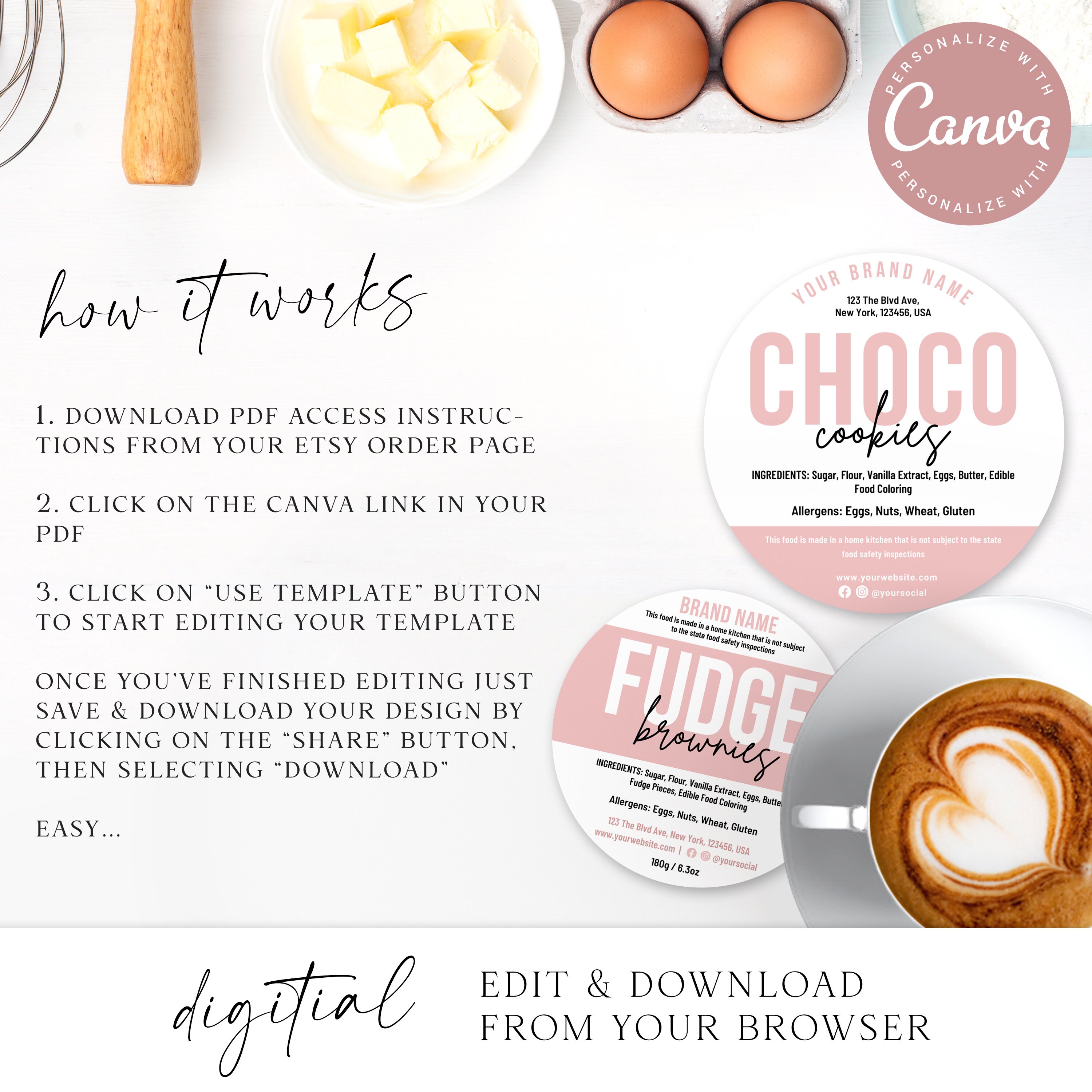 CANVA Cottage Law Label Template 3 SIZES Bakery Food License - Etsy ...