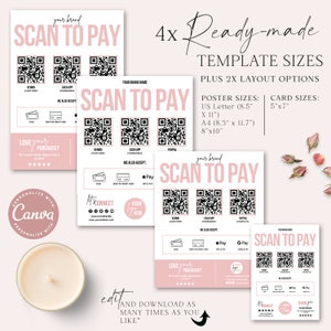Payment Sign CANVA Editable Template, Minimalist DIY Edit Scan to Pay ...