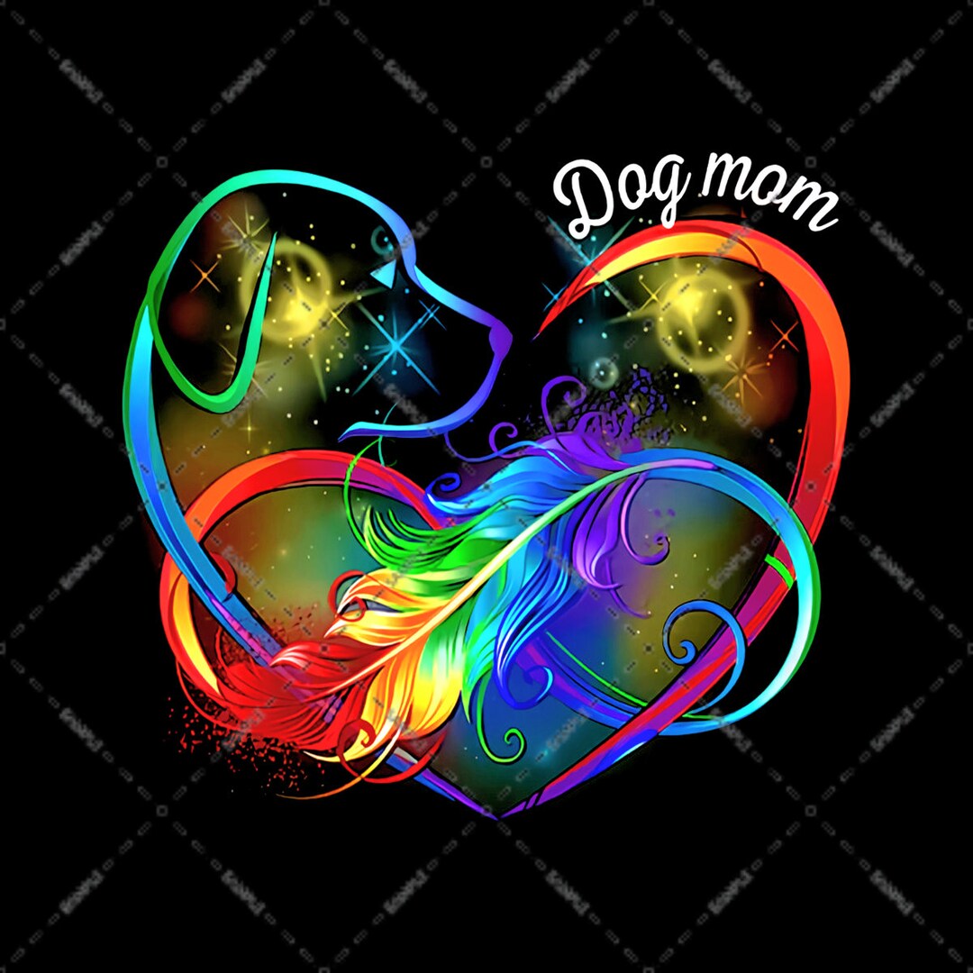 Dog Mom, Heart Infinity With Rainbow Feather Funny Dog Mom, for Dog ...