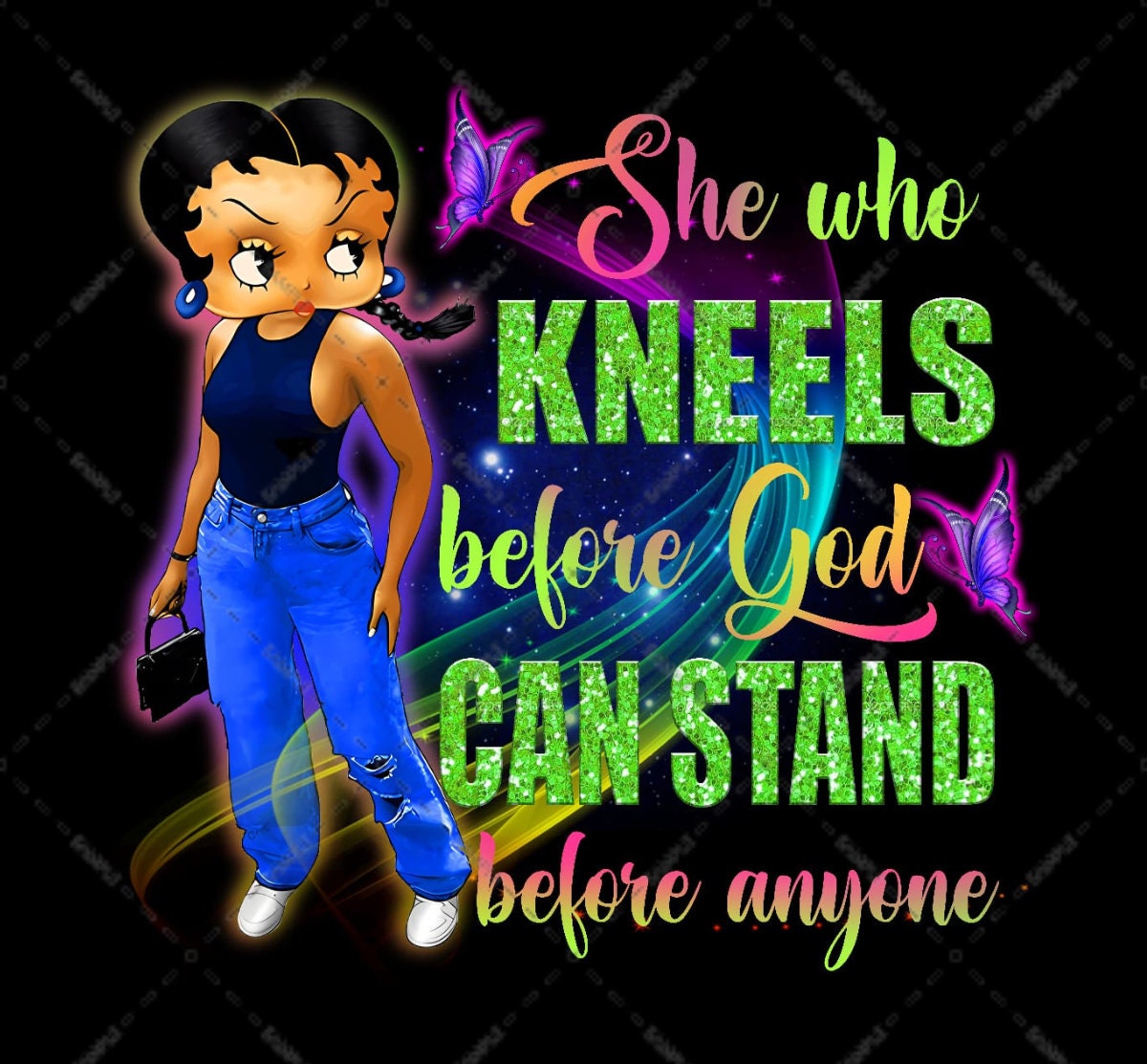 Betty Boop, She Who Kneels Before God Can Stand Before Anyone PNG ...