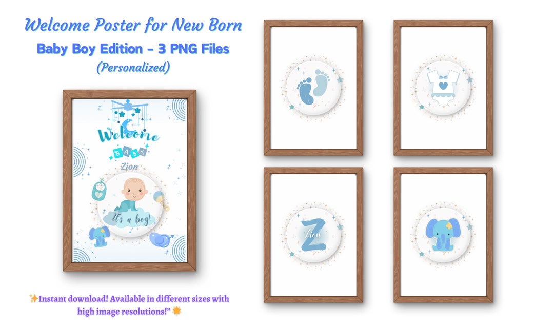 Welcome Poster Wall Art for a Baby Boy,wall Decor for Babies,baby Boy's ...