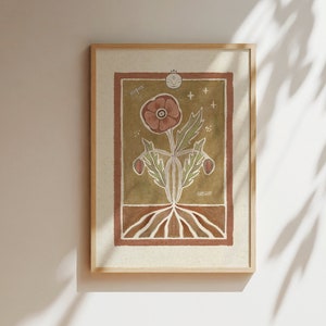 Floral Poster Boho Flower Art Print Poppy Illustration Wildflower ...