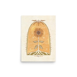 Sun Poster Sunflower Art Print Boho Room Decor Earthy Flower ...