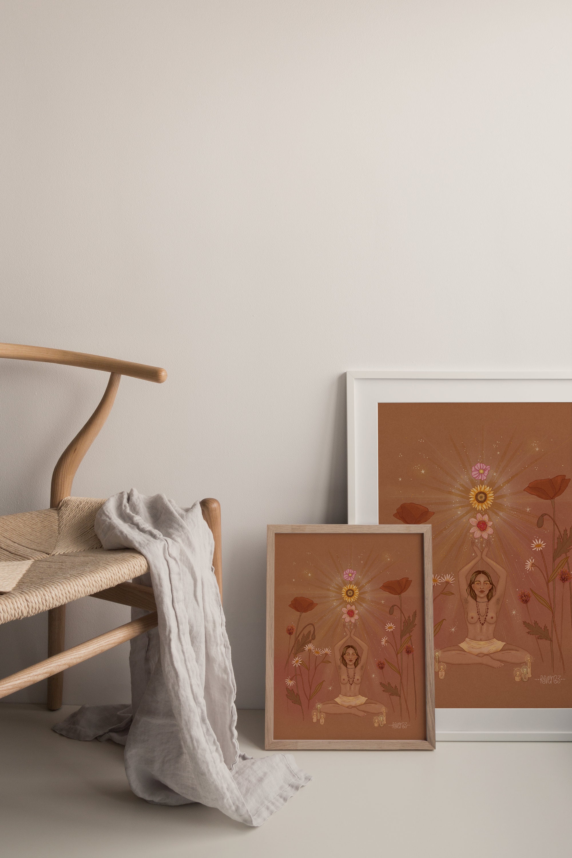Wildflowers Artwork Yoga Pose Nature Woman Art Sun Print Summer Flowers ...