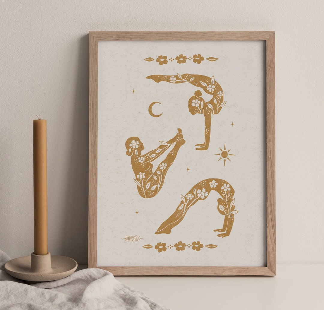 Premium Yoga Art Print Yoga Pose Handmade Poster Yoga Decor Self Love ...