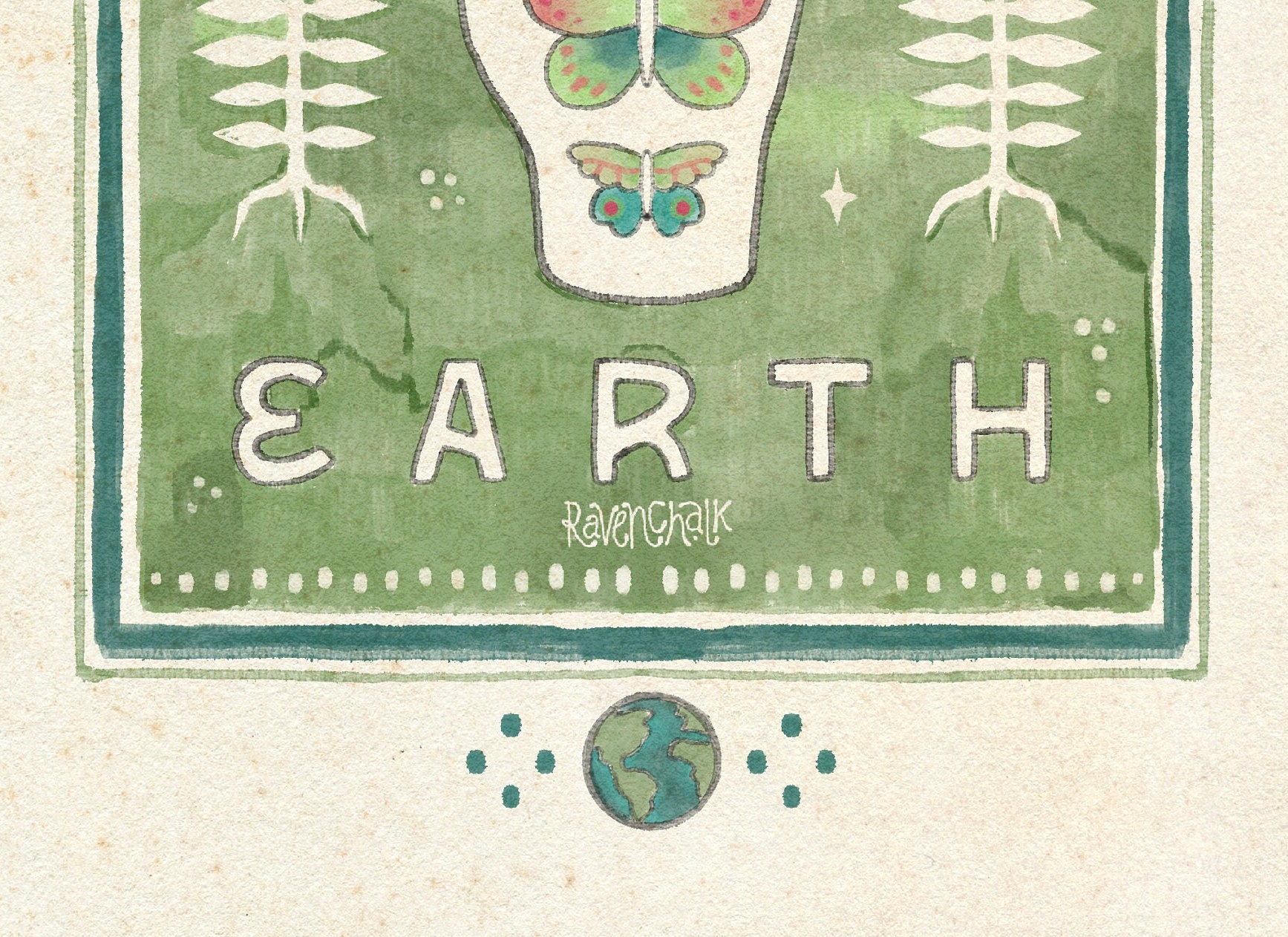 Earth Art Poster Save Earth Art Print Mother Nature Decor Boho Green ...