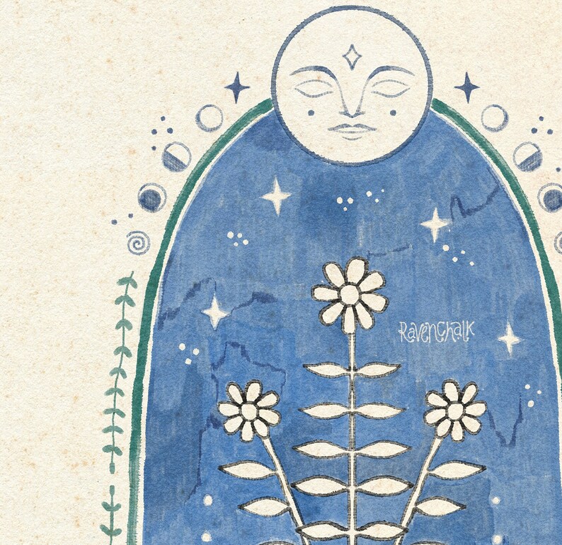 Moon Art Print Spiritual Poster Moon Phase Boho Illustration Gift Idea ...