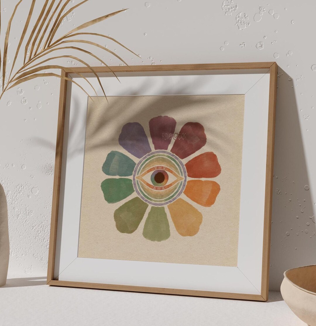 Retro Flower Poster Vintage Floral Art Print Boho Colourful Hippie Room ...