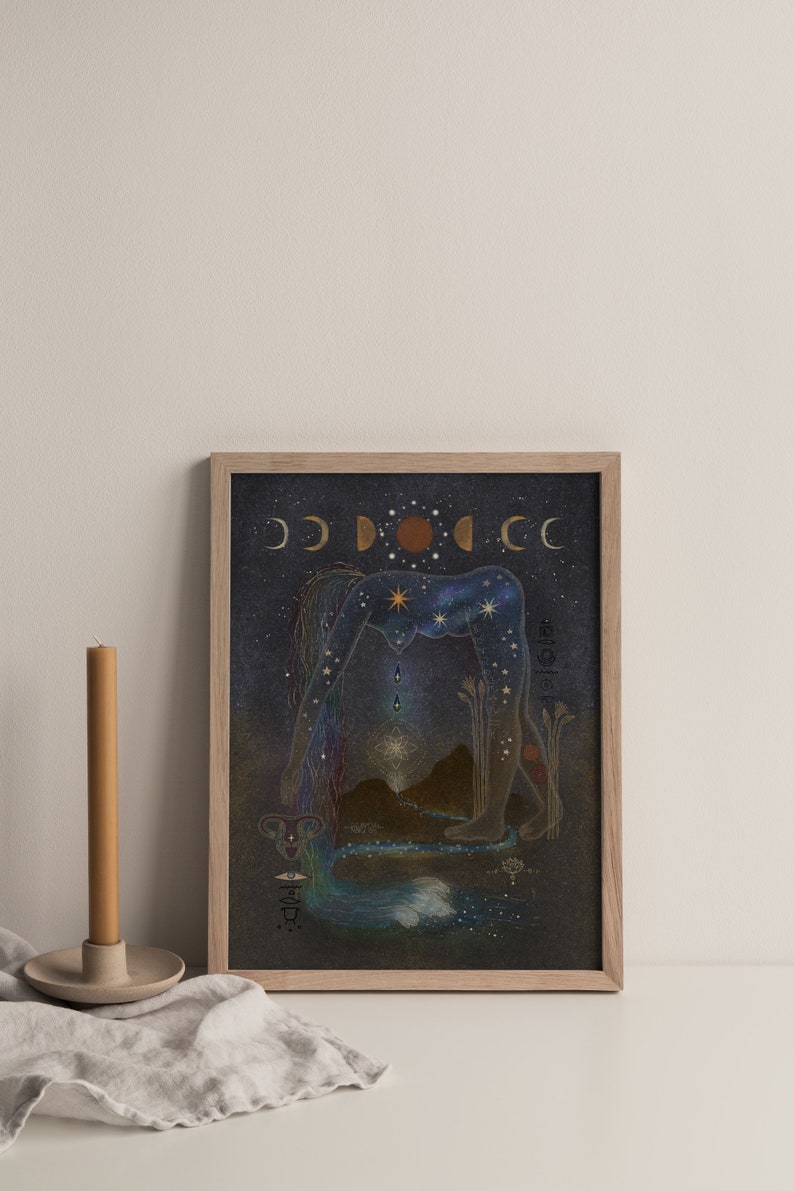 Egyptian Art Poster Goddess Artwork Cosmic Room Decor Mystical Artwork ...