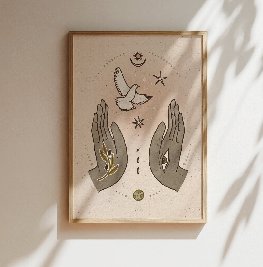 Peace Art Print Handmade Hippie Poster Yoga Wall Decor Yogi Peace ...