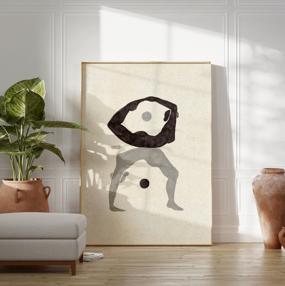 Yoga Pose Art Poster Yogi Artwork Yin Yang Painting Minimal Art Yoga ...