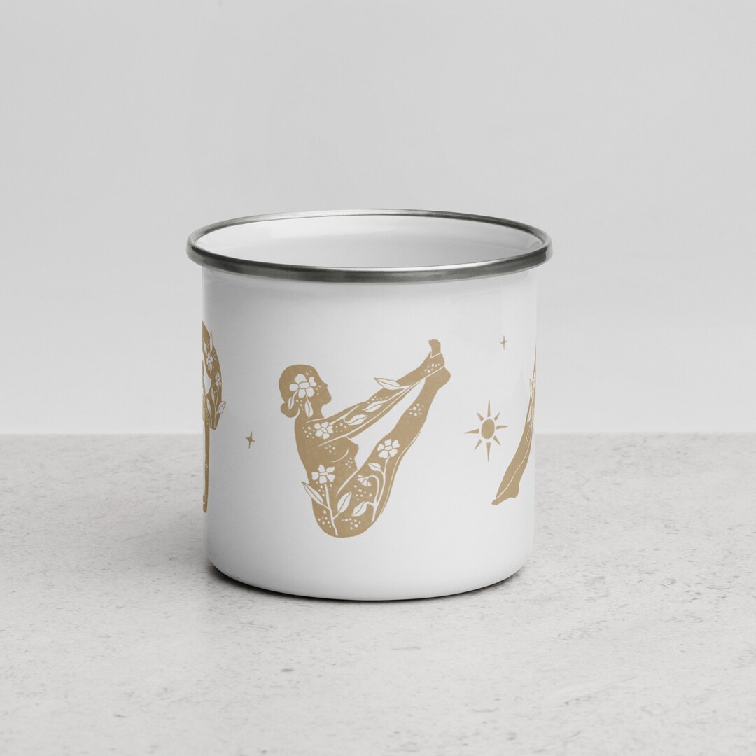 Yogi Mug Yoga Pose Travel Mug Zen Keep Cup Coffee Enamel Yoga Teacher ...