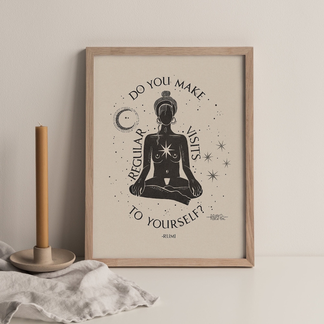 Meditation Poster Spiritual Quote Poster Rumi Art Print Yoga Pose Wall ...