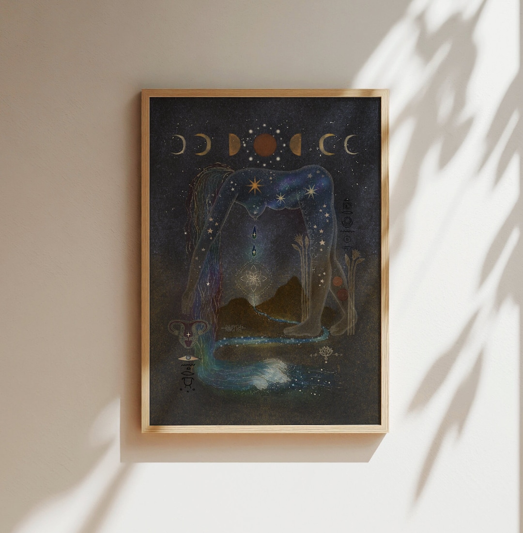 Egyptian Art Poster Goddess Artwork Cosmic Room Decor Mystical Artwork ...