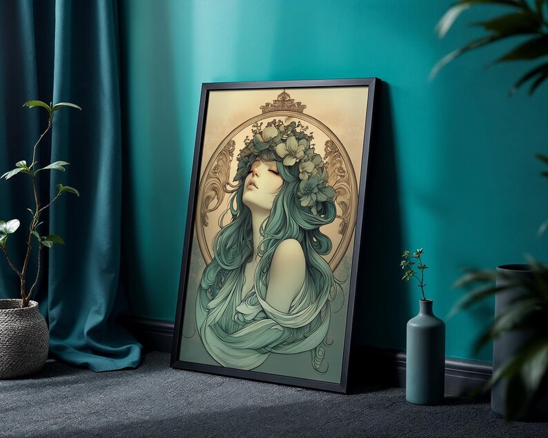 Greek Goddess Dark Persephone Proserpine Art Nouveau Mythology Poster ...