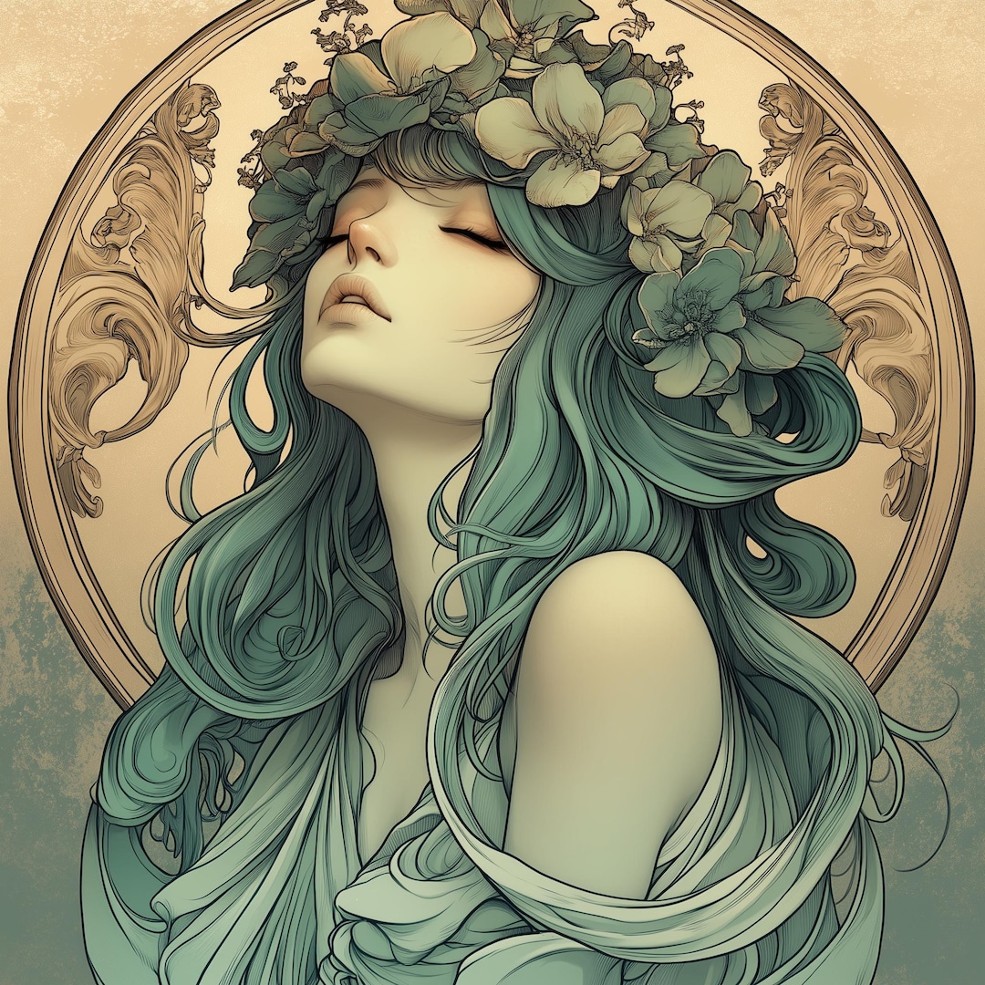 Greek Goddess Dark Persephone Proserpine Art Nouveau Mythology Poster ...